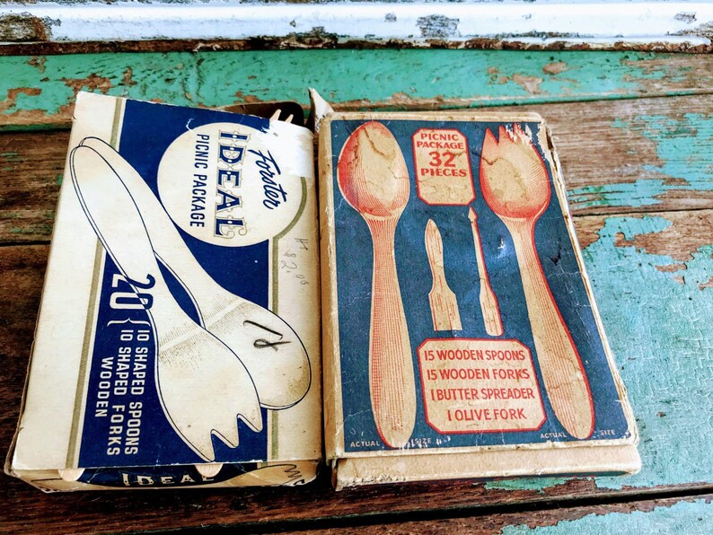 Vintage Forster Ideal Wood Forks Spoons Picnic Flatware 1940s - Etsy