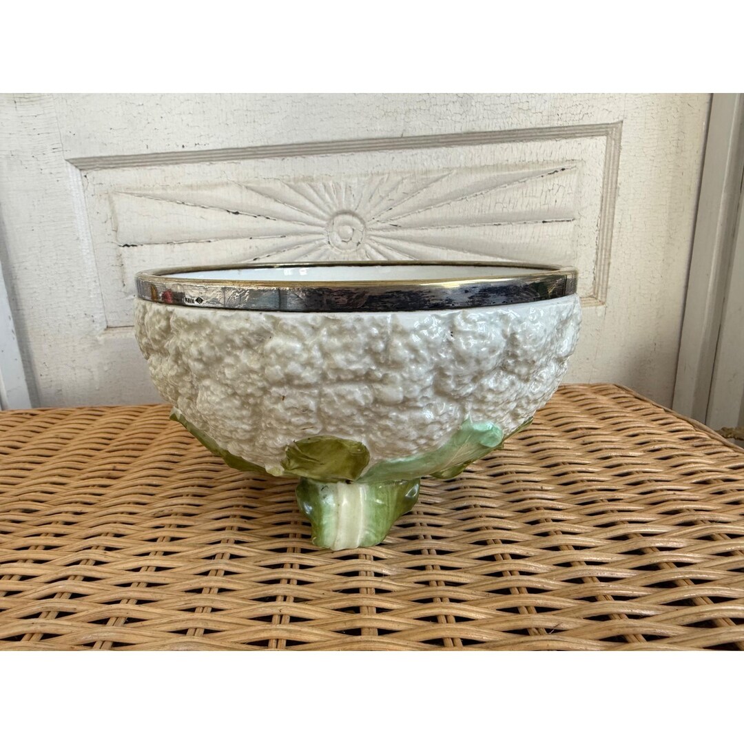 Antique Victorian Musterschutz Majolica Salad Bowl Cauliflower Shaped ...