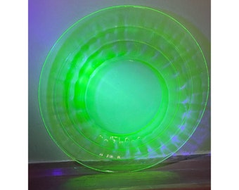 VINTAGE Hex Optic Green Depressiom Uranium Glass 8 Plate - Etsy