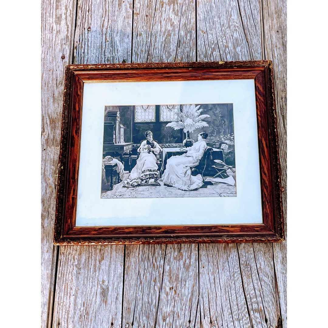Antique Victorian Etching Picture Ladies Playing Cards - Etsy