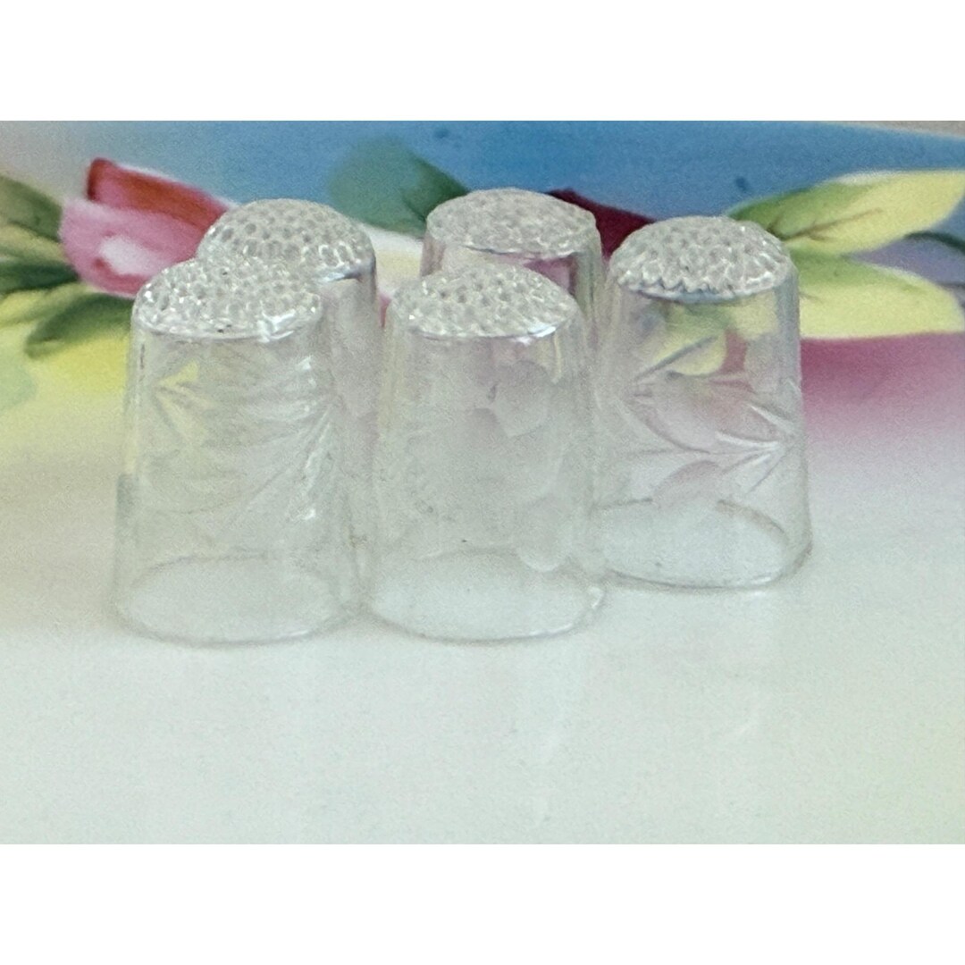 Vintage 40's Lot Clear Etched Glass Thimbles Floral Leaves Berries - Etsy