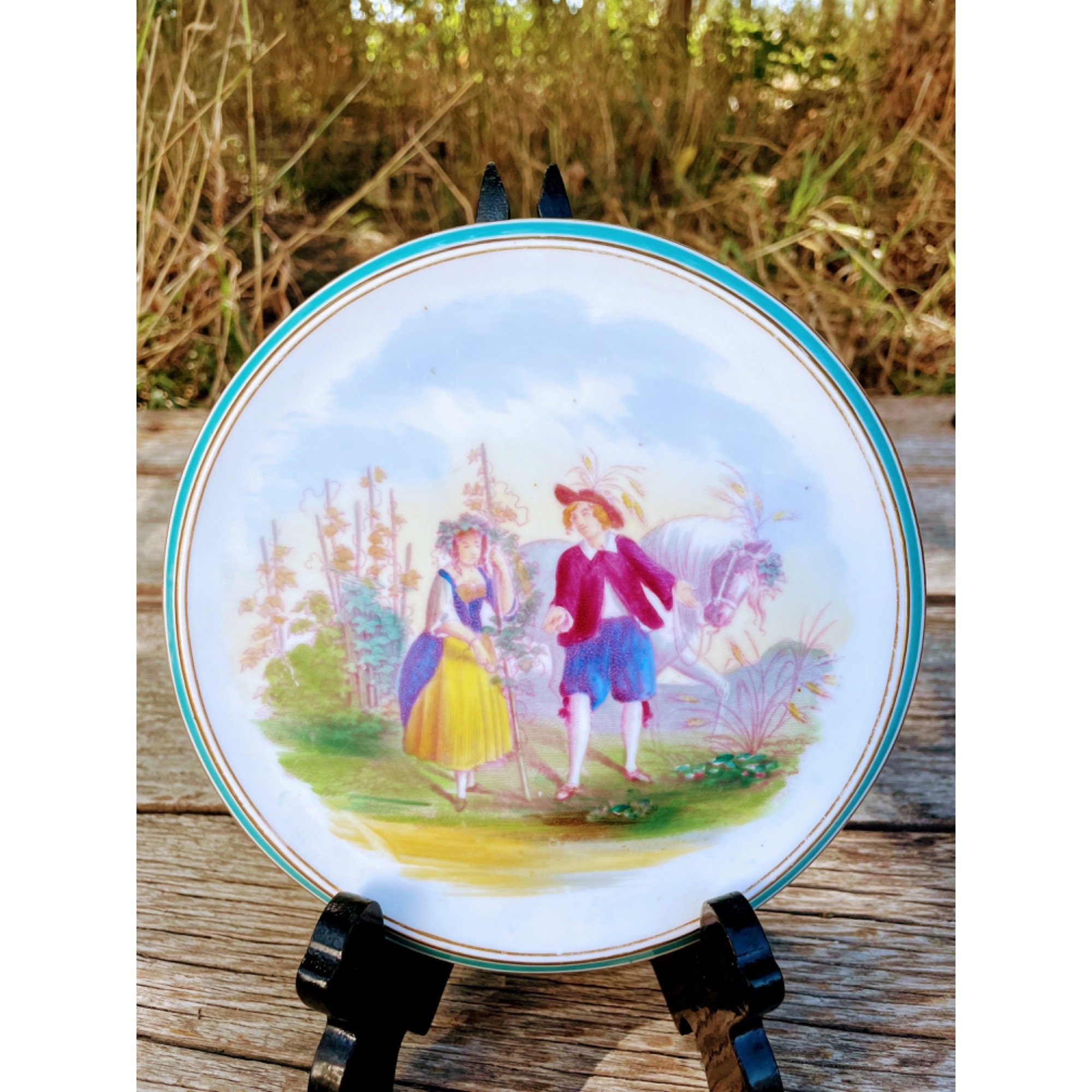 Vintage Tea Trivet Hot Plate Victorian Couple White Horse - Etsy