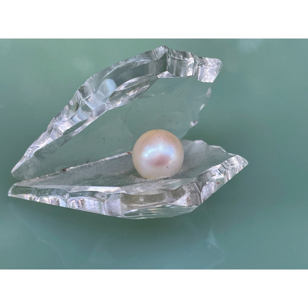 Vintage Miniature Crystal Glass Clam Shell With Pearl - Etsy