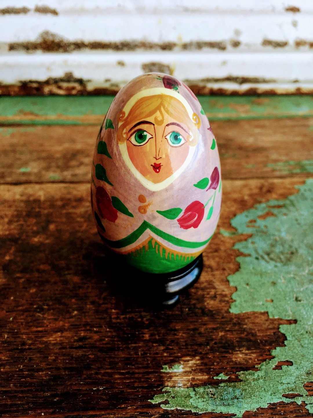 Vintage Russian MATRYOSHKA Doll Egg W/stand Hand Painted Artist Signed ...