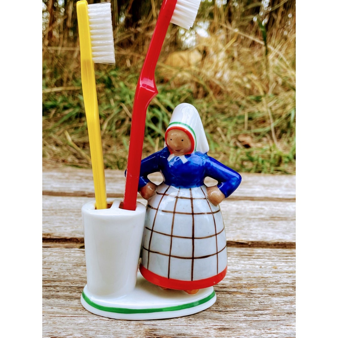 Antique Germany Porcelain Toothbrush Holder Peasant Lady - Etsy