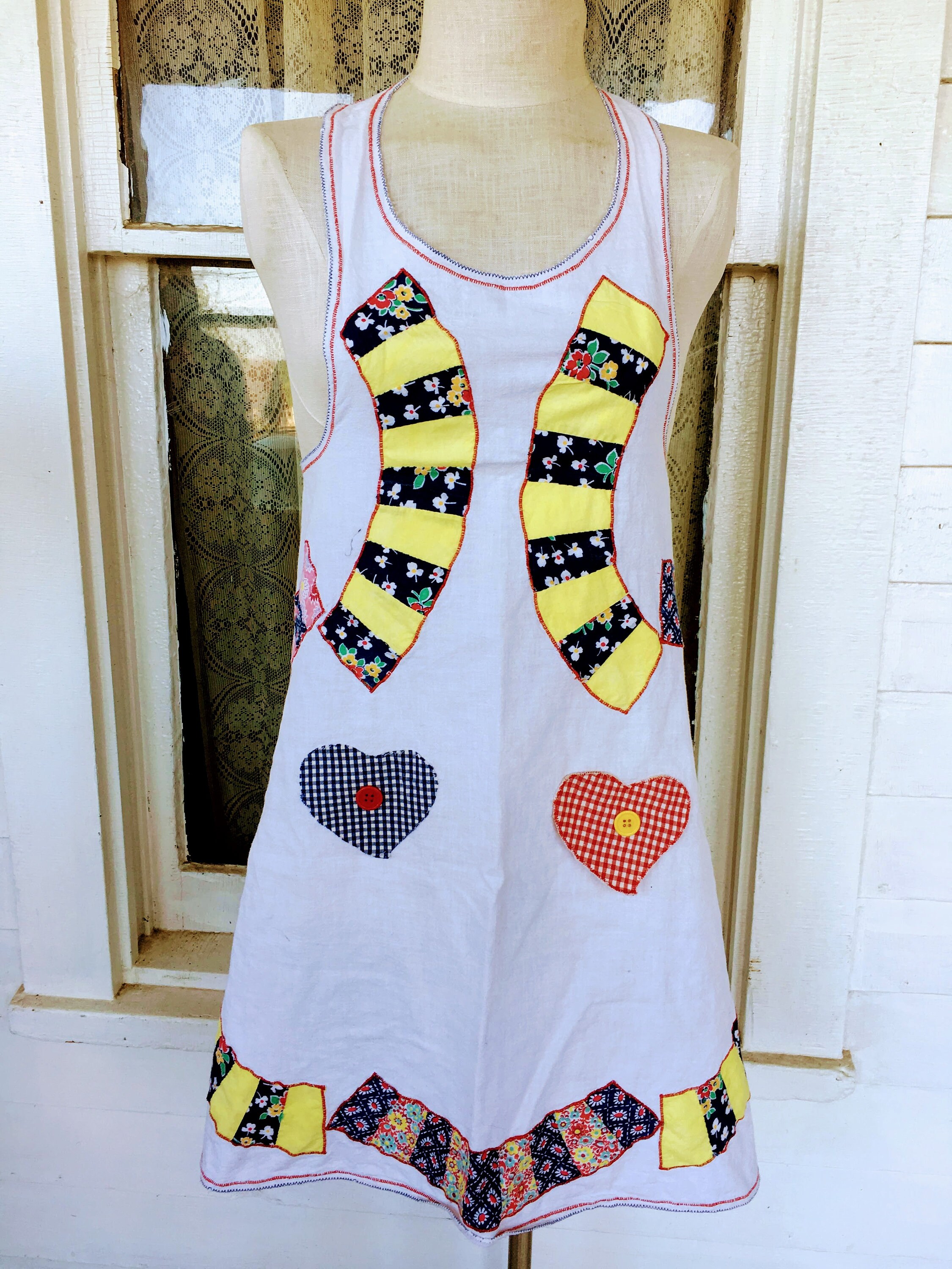 Vintage Full Smock Patchwork Quilt Apron Farm House Style - Etsy