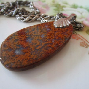 Vintage Large Brown Moss Agate Stone Polished Rock Pendant Necklace - Etsy