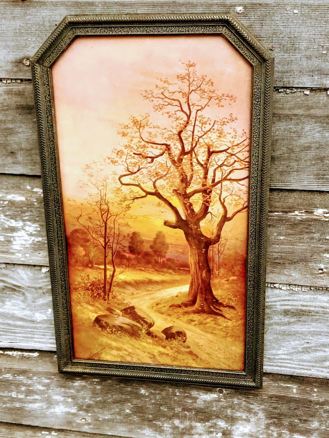 Antique Harry Hadland Sunset Landscape Framed Print - Etsy