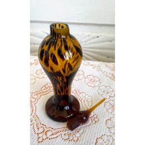 Vintage Art Glass Perfume Bottle With Stopper Brown Leopard Design - Etsy