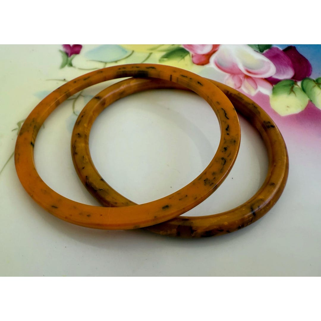 Vintage 1940s Pair Butterscotch Bakelite Spacer Bangle Bracelets - Etsy