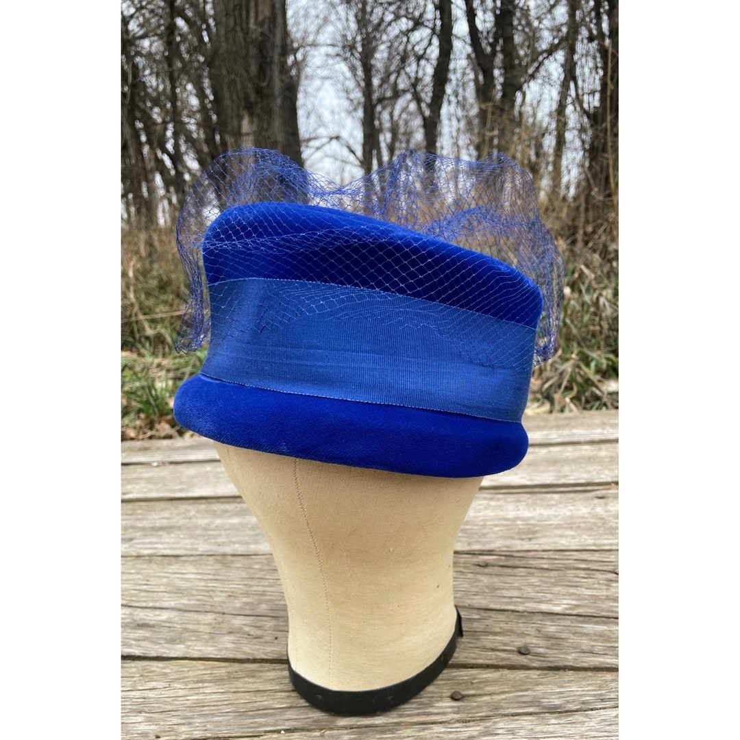Vintage 1950s Bright Blue Velvet Womens Hat Netting - Etsy
