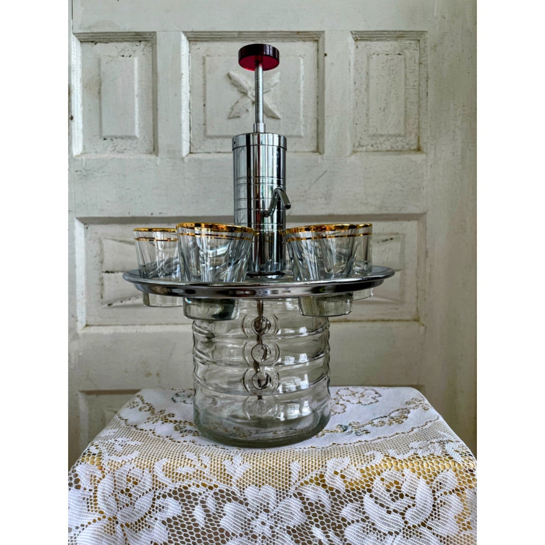 Art Deco Chrome Pump Carousel Liquor Dispenser With 6 Shot Glasses - Etsy
