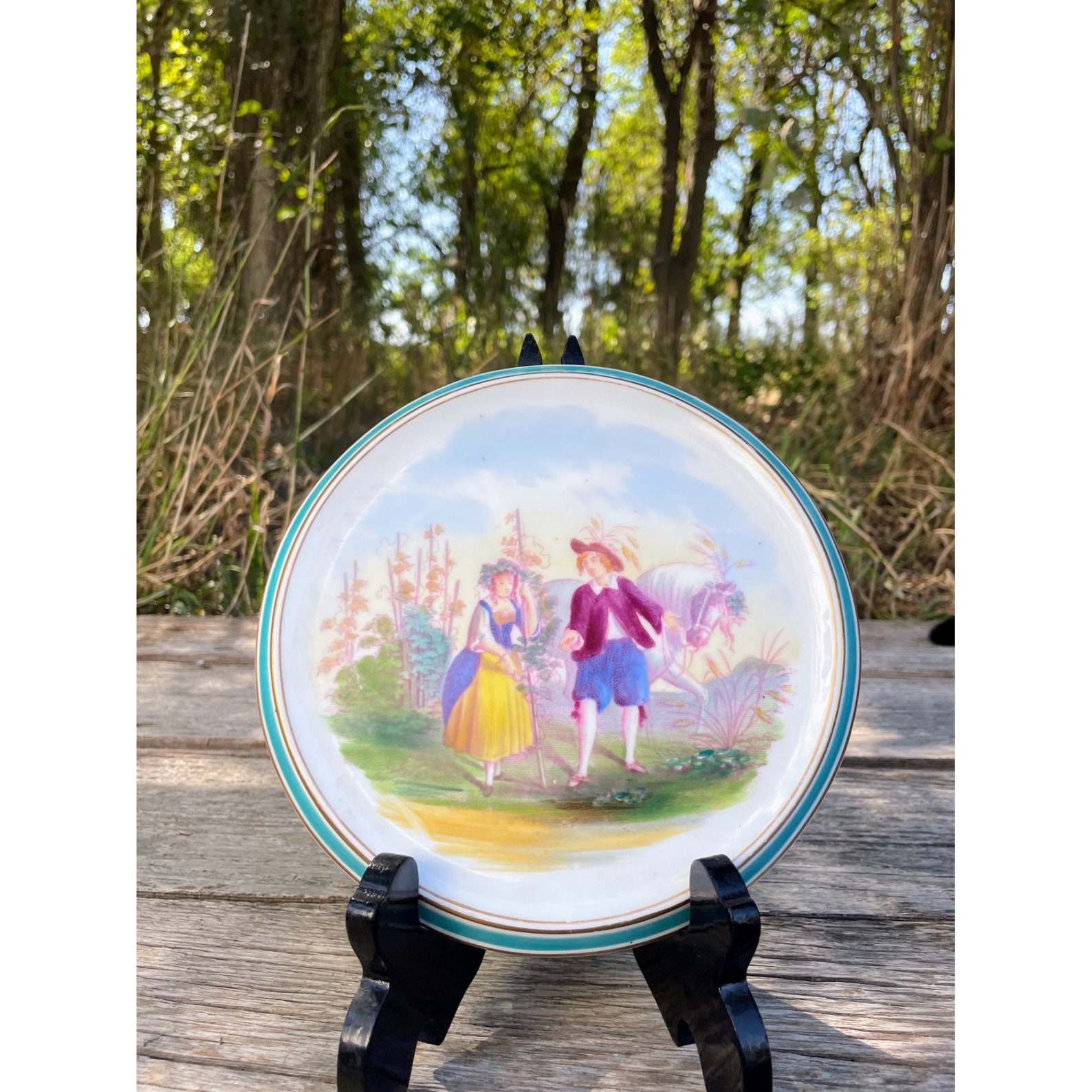 Vintage Tea Trivet Hot Plate Victorian Couple White Horse - Etsy