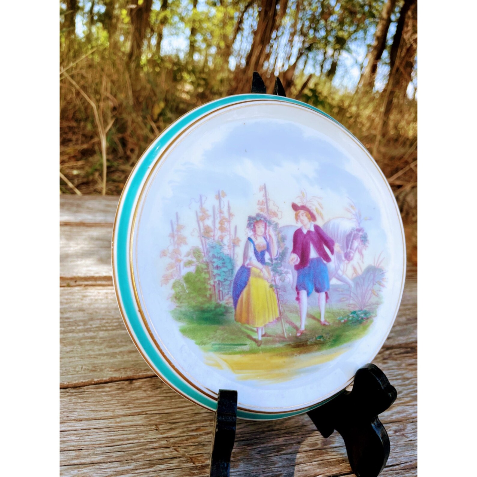 Vintage Tea Trivet Hot Plate Victorian Couple White Horse - Etsy
