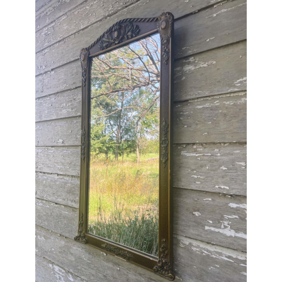 Antique Ornate Gold Gesso Framed Mirror With Floral Details 33x16.5 - Etsy