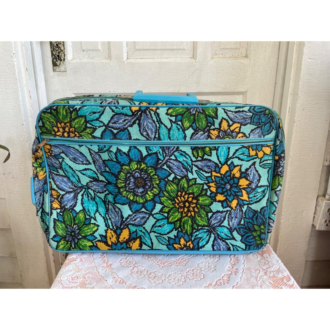 Vintage 1960s Blue Floral Bantam Travel Bag Suitcase Retro MOD - Etsy