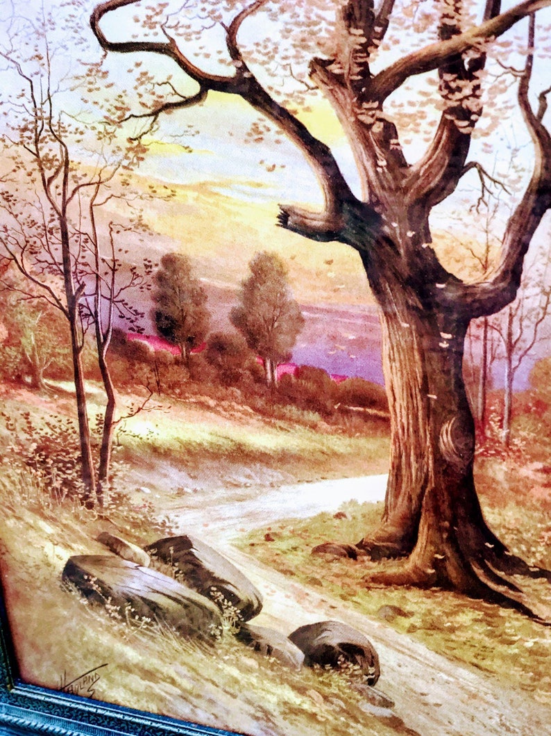 Antique Harry Hadland Sunset Landscape Framed Print | Etsy