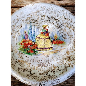 Vintage Tea Trivet Hot Plate Southern Belle Lady With Flowers - Etsy