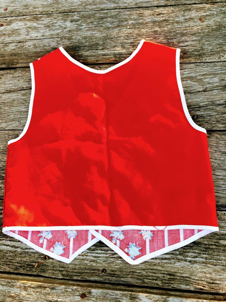 Vintage Girls Handmade Red Stripe Floral Vest Matching Bonnet - Etsy