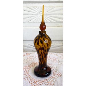 Vintage Art Glass Perfume Bottle With Stopper Brown Leopard Design - Etsy