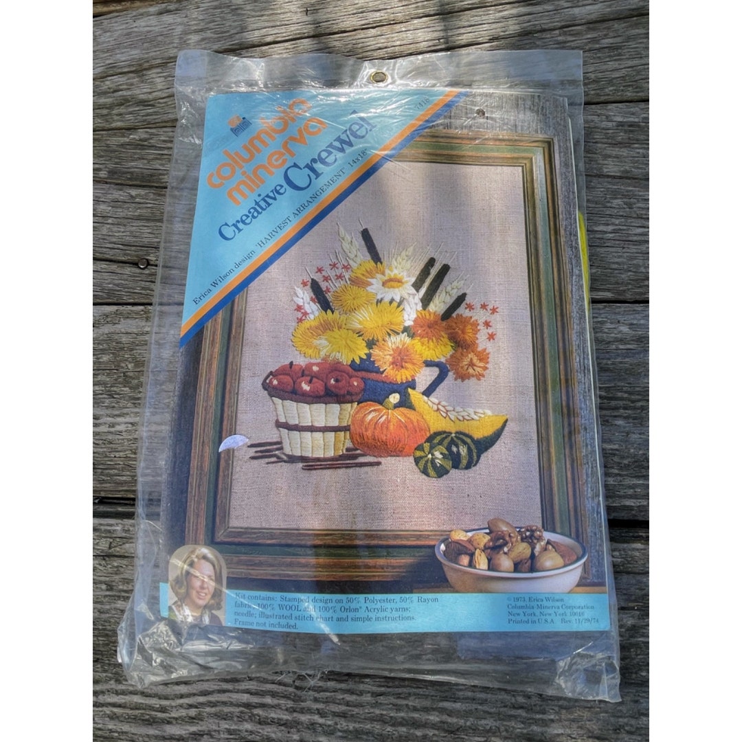 Vintage 1970s Columbia Minerva Erica Wilson Harvest Arrangement NOS - Etsy