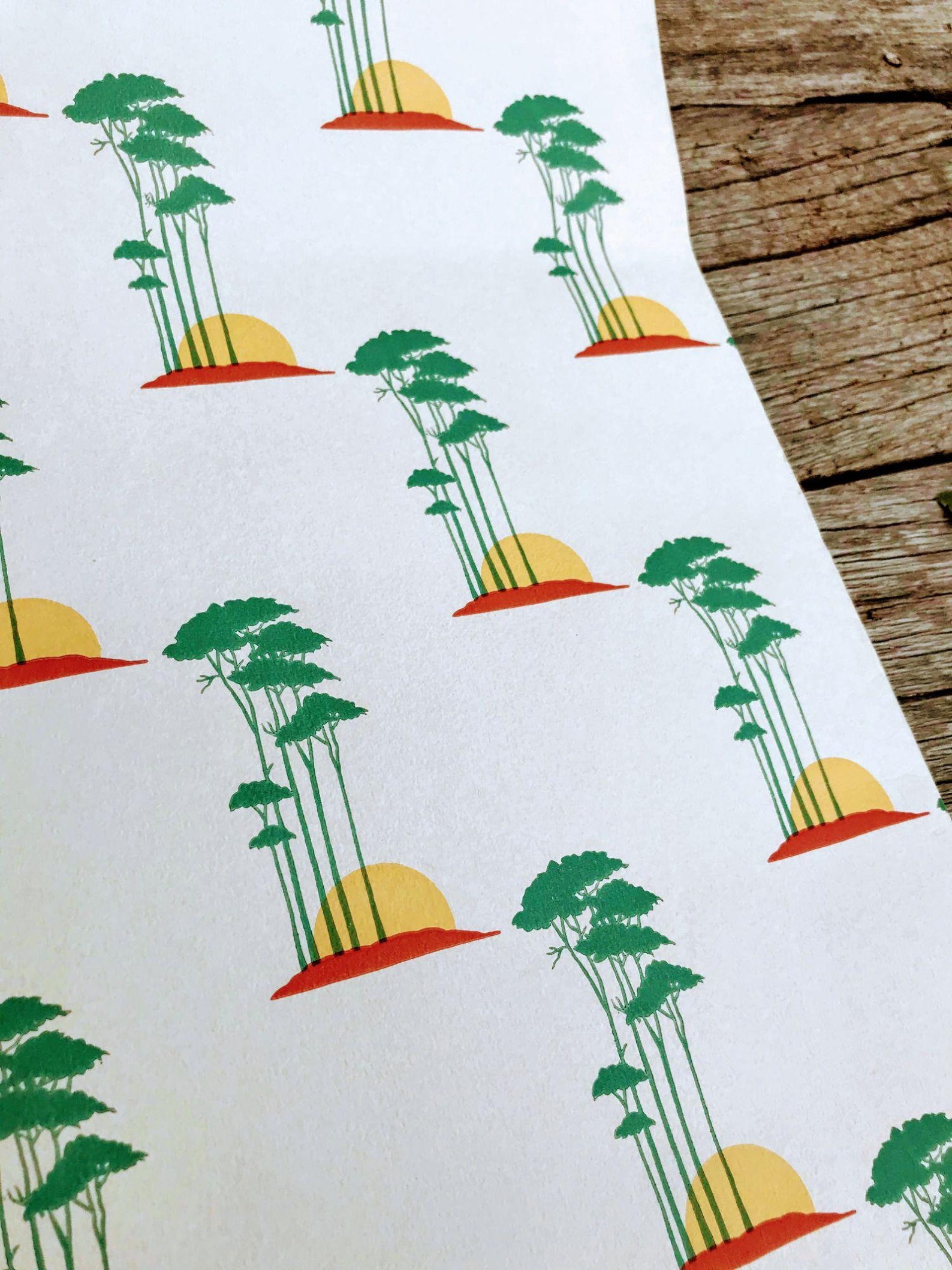 Antique Art Deco 1930s Partial Wallpaper Roll Sunset Palm - Etsy