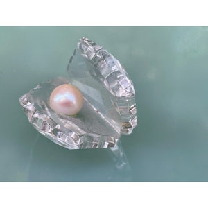 Vintage Miniature Crystal Glass Clam Shell With Pearl - Etsy