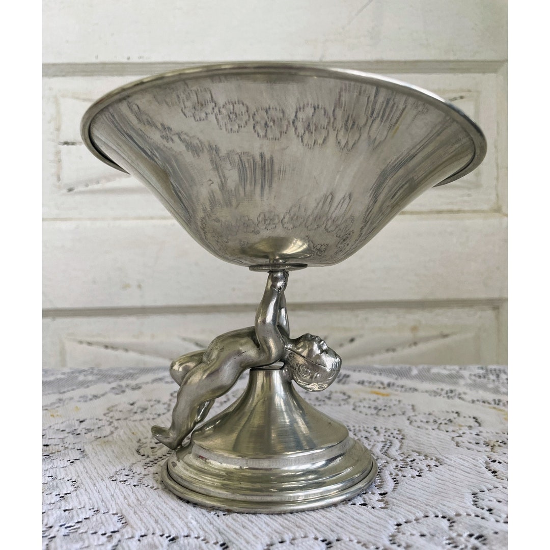 Vintage 1950s Federal Pewter Pedestal Bowl With Cherub Putti - Etsy