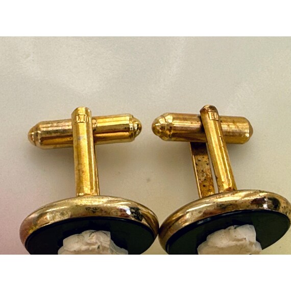 Vintage MCM Mens Cufflinks Porcelain Horse Head Bust - Gem