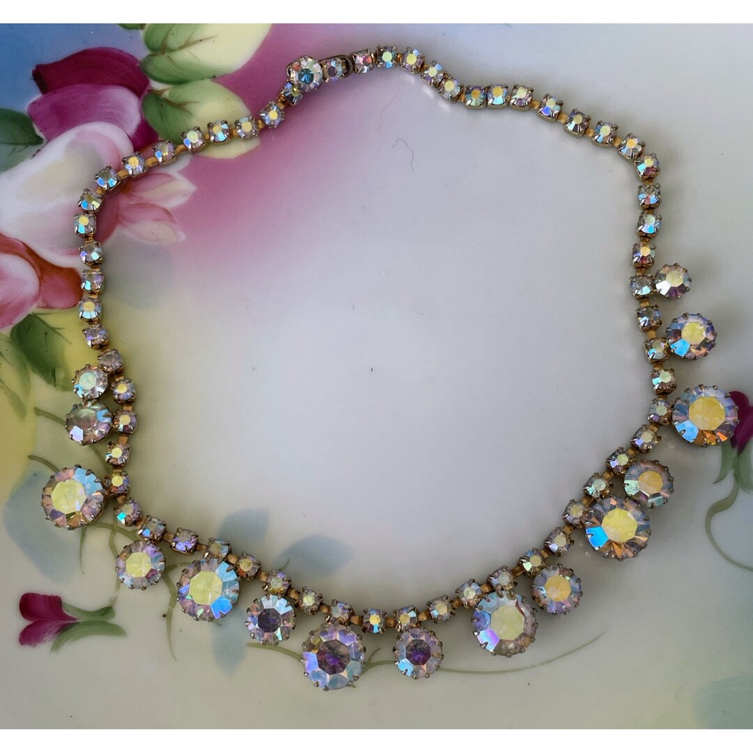 Vintage AB 1960s Headlight Rhinestone Choker Necklace Bling - Etsy