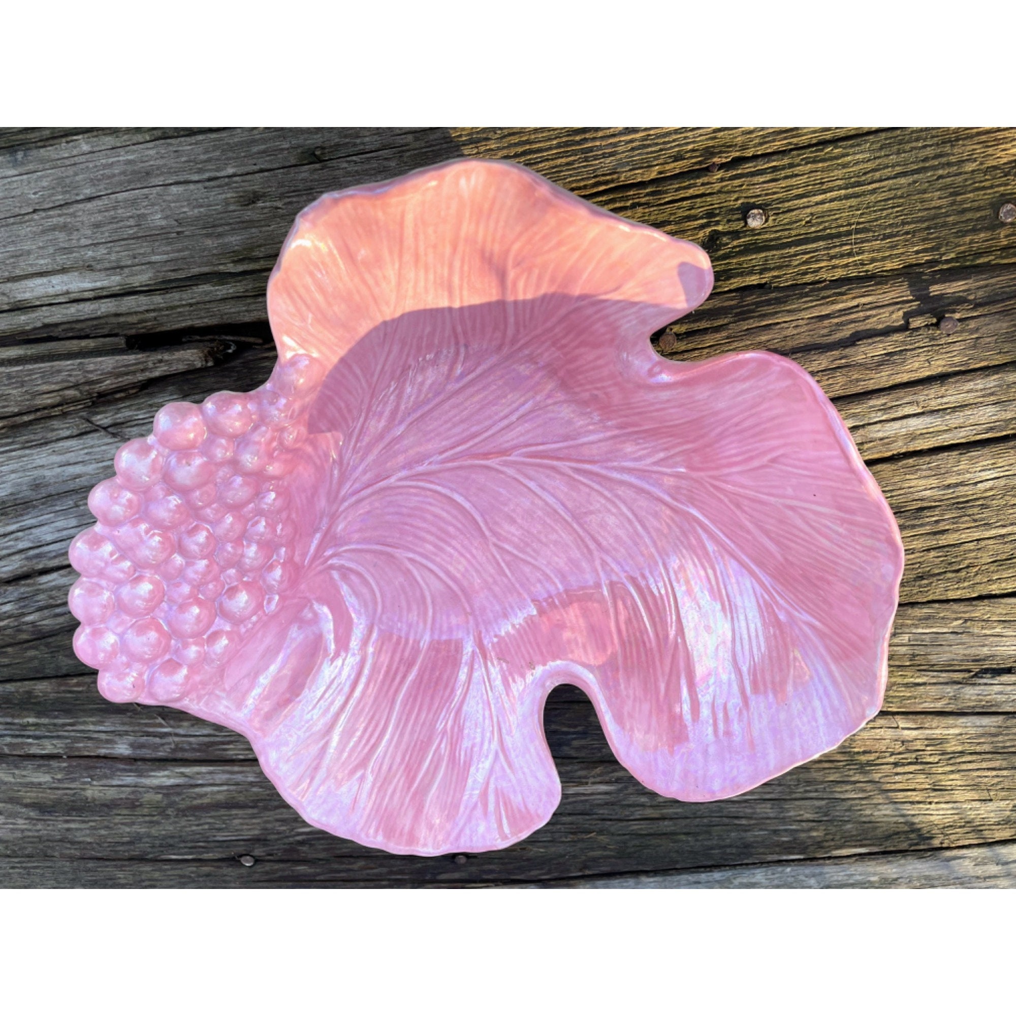 Vintage MCM Pink Lusterware Leaf Shape Bowl Dish Decor - Etsy