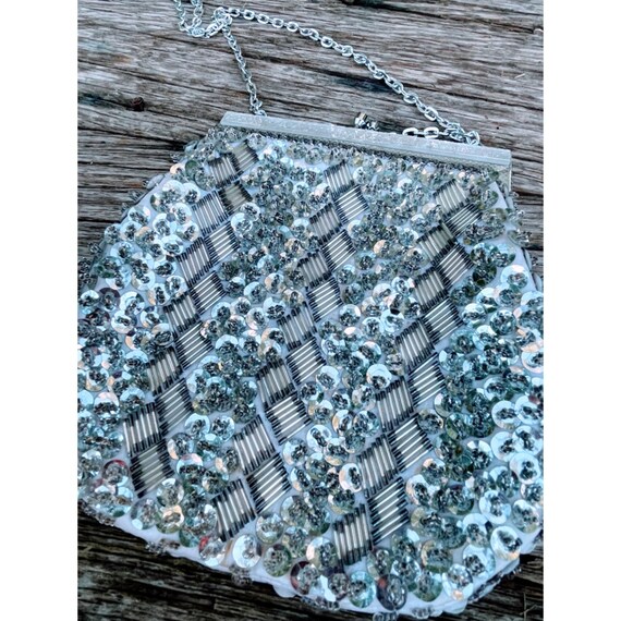 Vintage 1960s Beaded Sequin Liver Formal Purse Lucite… - Gem