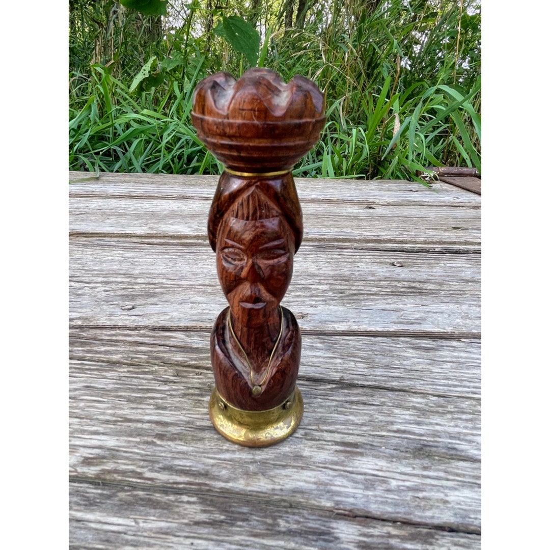 Vintage 1960s Carved Wood Lady Bust Bottle Opener/muddler - Etsy