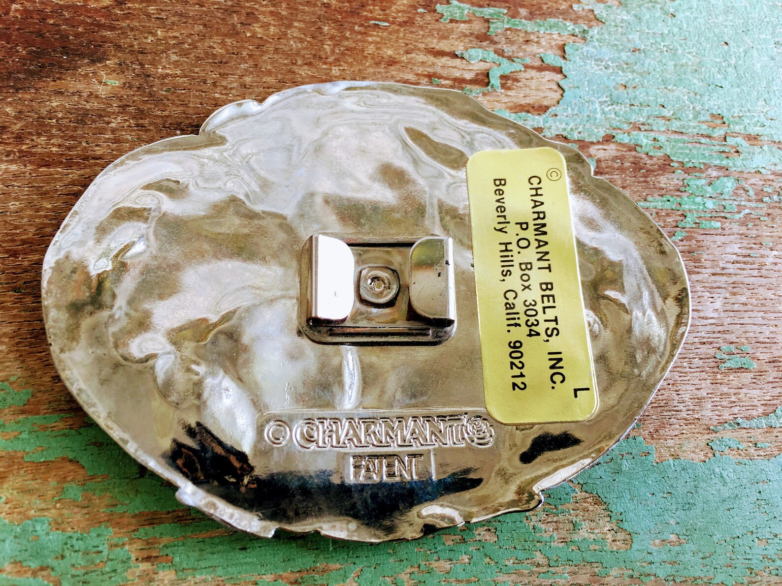 Vintage Charmant Belt Buckle Beverly Hills Enamel Painted Crane Birds ...