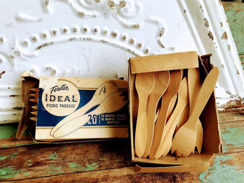 Vintage Forster Ideal Wood Forks Spoons Picnic Flatware 1940s - Etsy