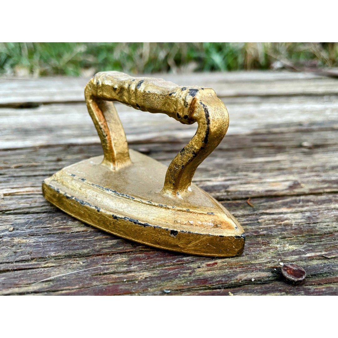 Vintage Cast Iron Miniature Sad Iron Painted Gold Paper Weight Decor - Etsy
