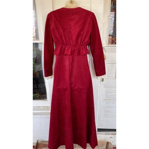 Vintage 1970s Burgundy Red Maxi Dress With Jacket Faux Suede Look - Etsy