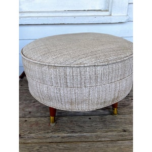 Vintage MCM Mid Century Ottoman Foot Stool Wood Legs Glitter Feet - Etsy