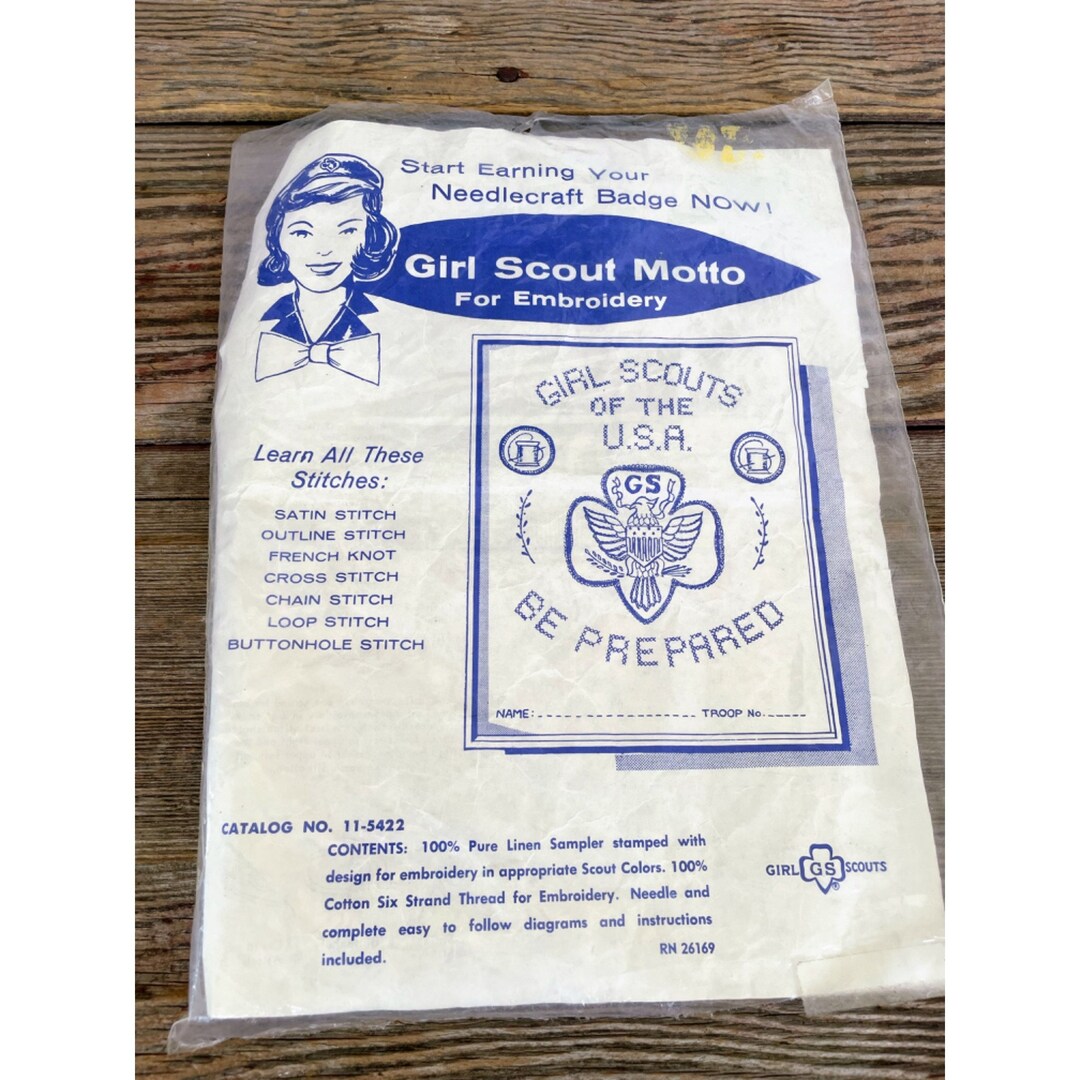 Vintage 1960s Girl Scout Motto Stamped Embroidery Kit - Etsy