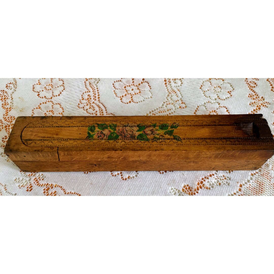 Antique Folk Art Wooden Fountain Pen Box With Pen Expandable - Etsy