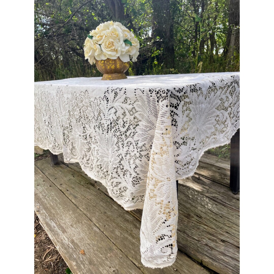 Vintage 1950s Quaker Lace Tablecloth Leaf Motif 57x45 - Etsy