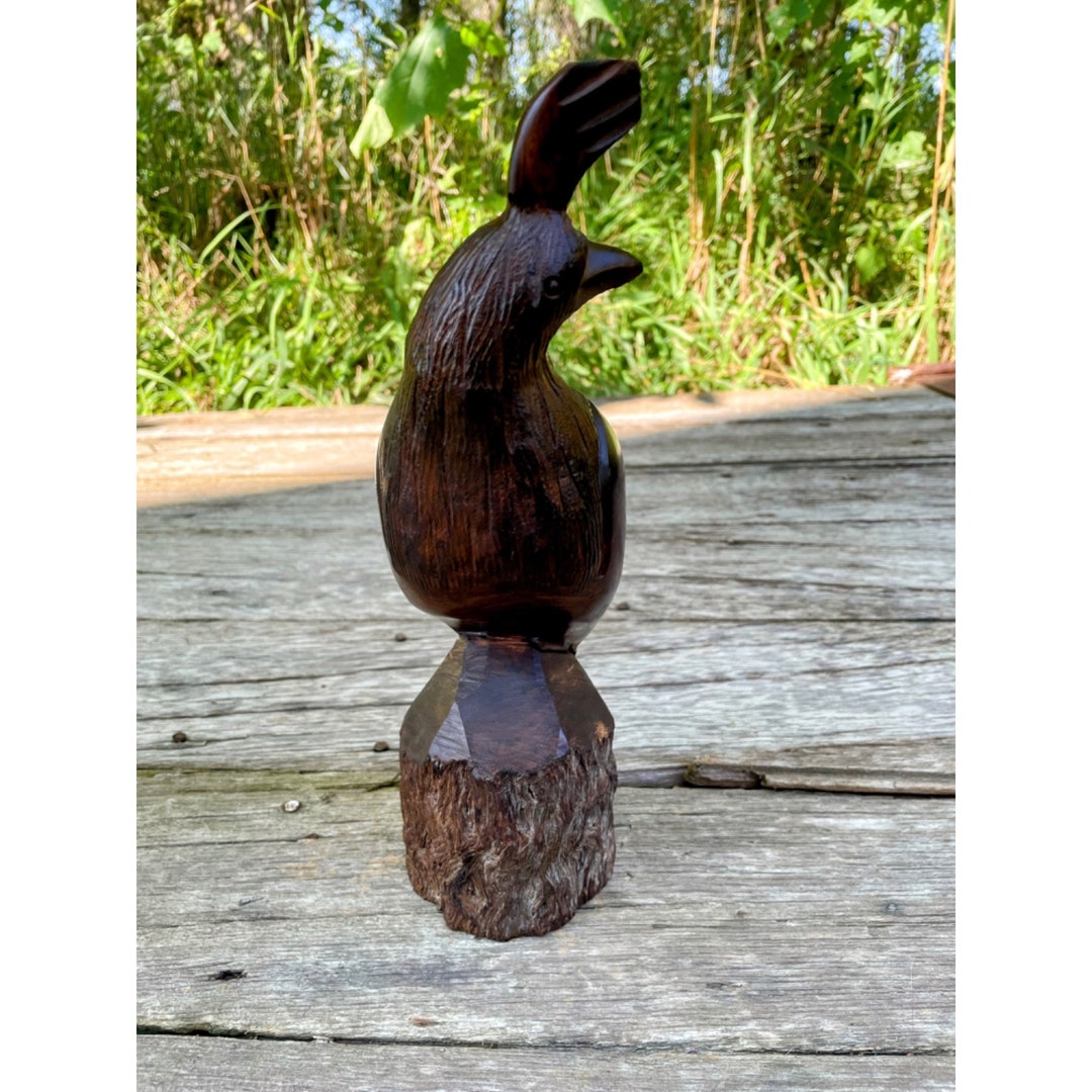 Vintage Heavy Carved Wood Quail Bird Sculpture - Etsy