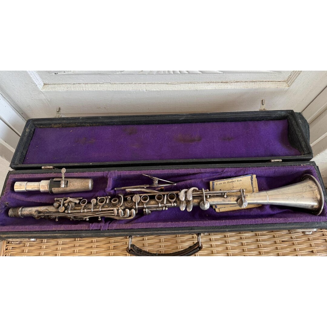 Antique 20's French Metal Silver Plate Clarinet With Case AS IS - Etsy
