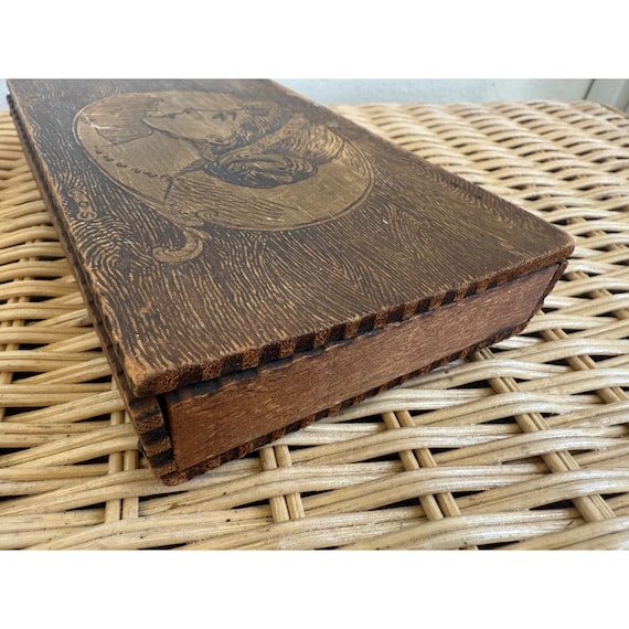 Antique 1910s Flemish Art Pyrography Box Art Nouveau … - Gem