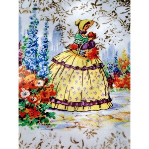 Vintage Tea Trivet Hot Plate Southern Belle Lady With Flowers - Etsy