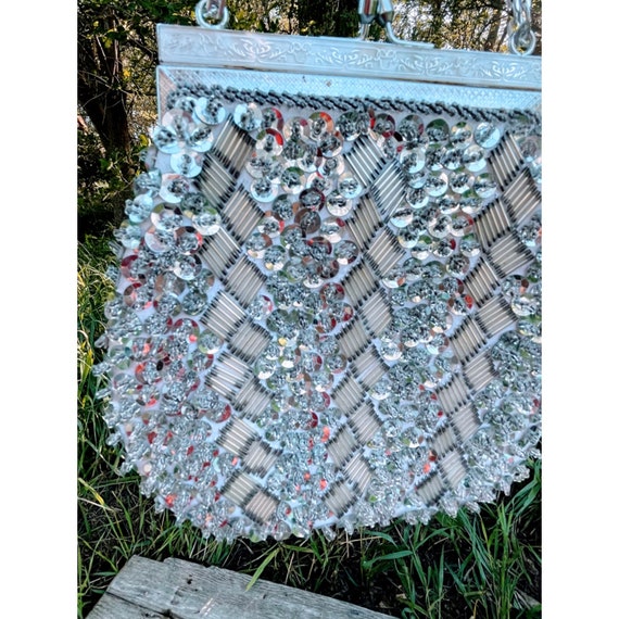 Vintage 1960s Beaded Sequin Liver Formal Purse Lucite… - Gem
