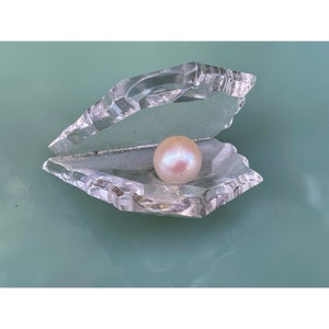 Vintage Miniature Crystal Glass Clam Shell With Pearl - Etsy