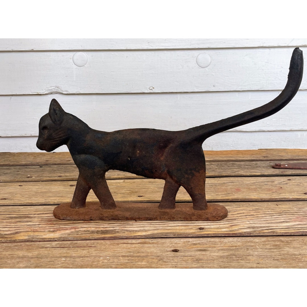 Antique Cast Iron Cat With Long Tail Boot Scrapper Door Stop - Etsy
