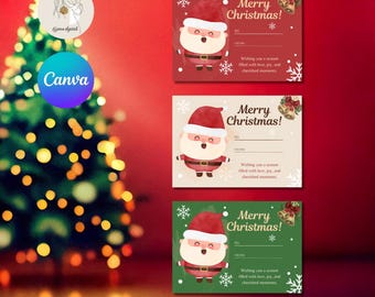Editable & Printable Santa Claus Christmas Gift Card Template - Etsy