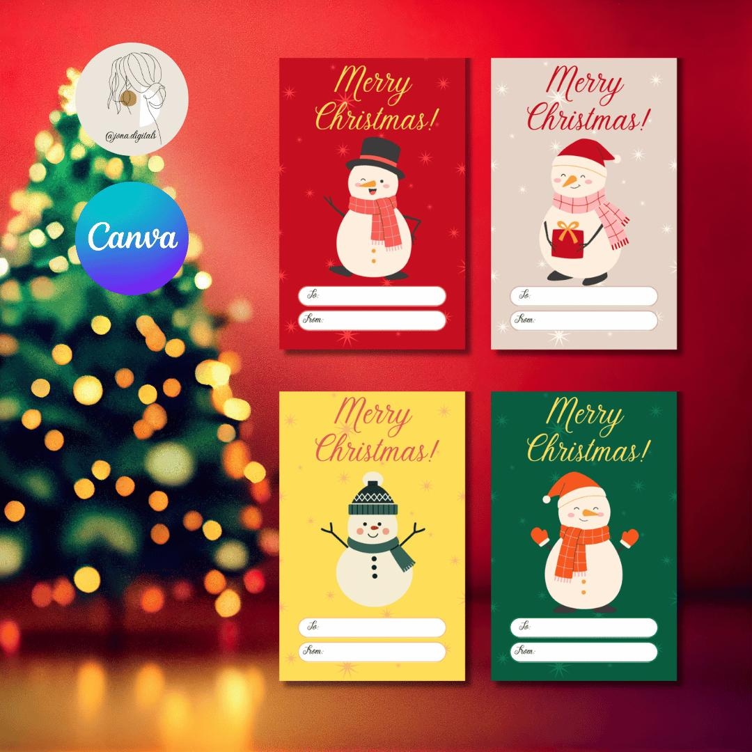 Editable & Printable Snowman Christmas Card Template - Etsy